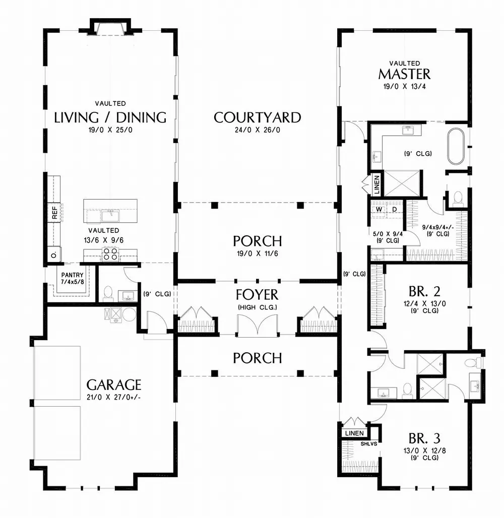 Courtyard House Plans | U-Shaped House Plans w/ Courtyard | The House ...