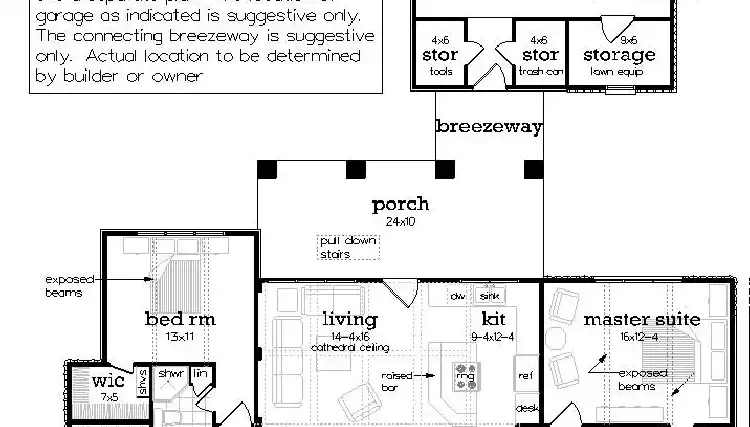 Exterior Is Basic Floor Plan With A Breezeway Bungalow Floor Plans