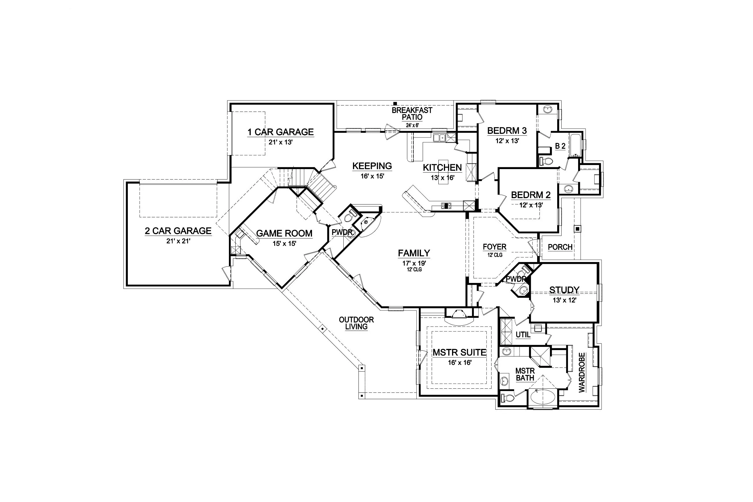 The Cayden 6278 - 4 Bedrooms and 3 Baths | The House Designers - 6278
