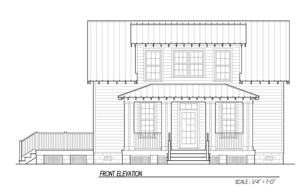 Cottage Style House Plan 1441: Katrina Cottage - 1441