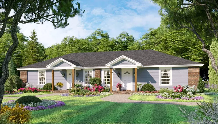 Country House Plans Duplex Plan 80887 | Open Concept Country Style