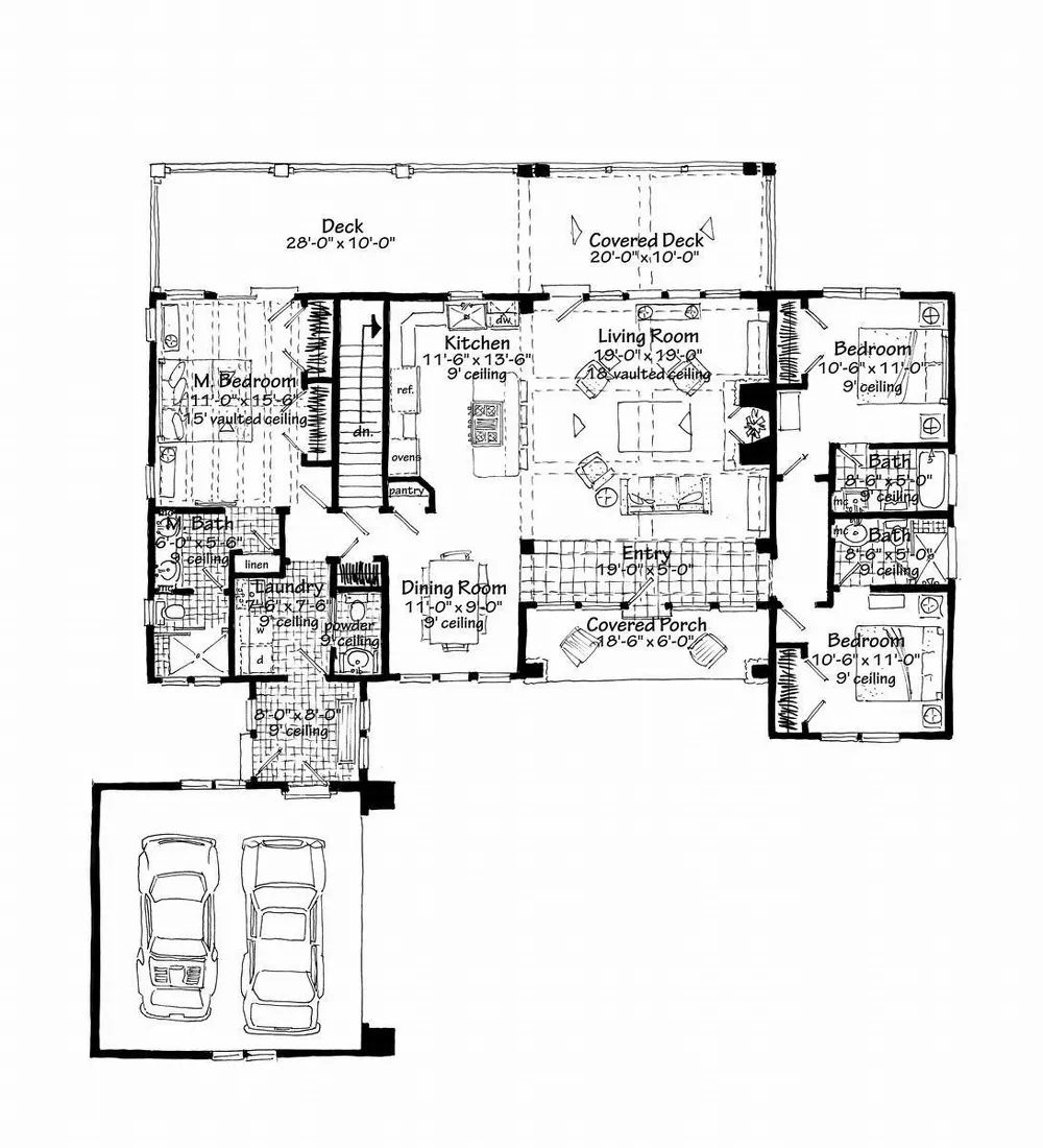 Open Ranch Style House Plans Courtyard 3 Bedroom Ranch Style House