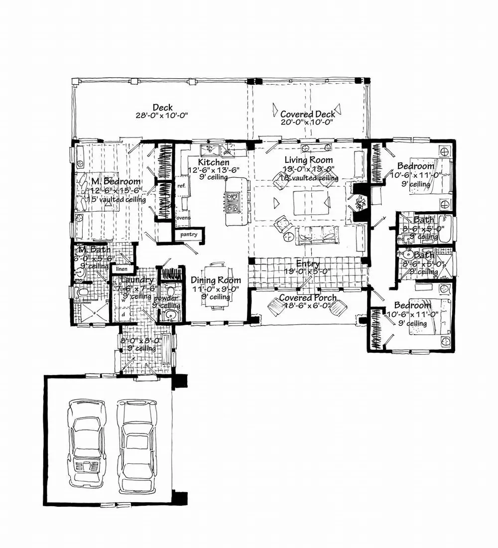 3 Bedroom Ranch Floor Plans Brick Farmhouse Style House Plan 3 Beds
