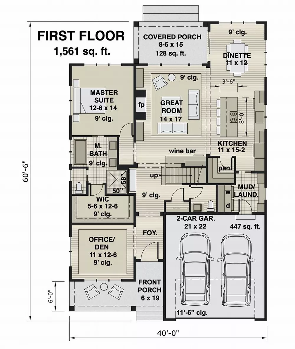 Narrow Lot Floor Plan Craftsman Style Craftsman House Plan 3