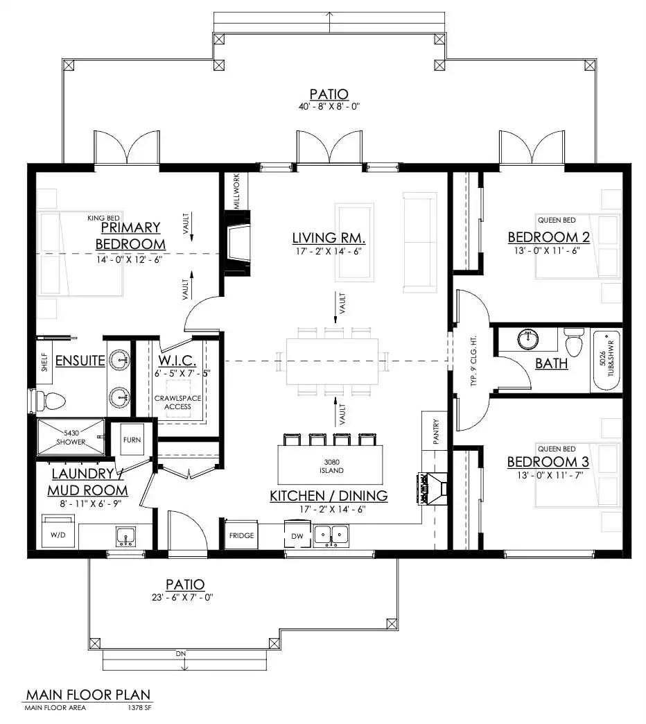 Halcyon Single Story Country Style House Plan 2340 - 2340