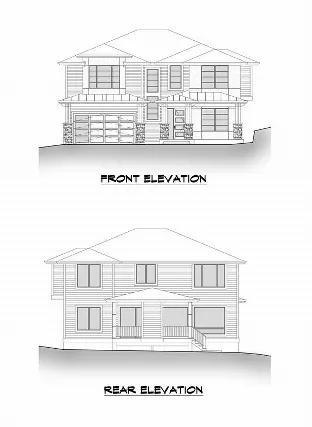 Model House Front And Back Drawing