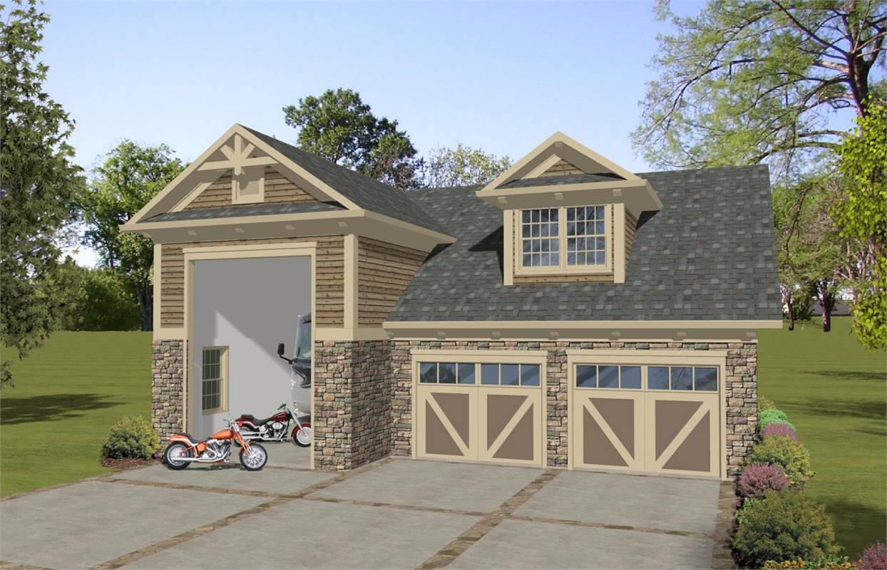 Boat-RV Garage 3068 - 1 Bedroom and 1.5 Baths | The House Designers - 3068