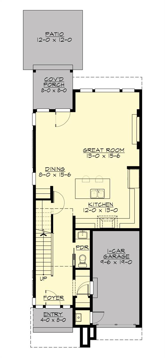 Narrow Lot Modern Style House Plan 1340: Lunaria - 1340