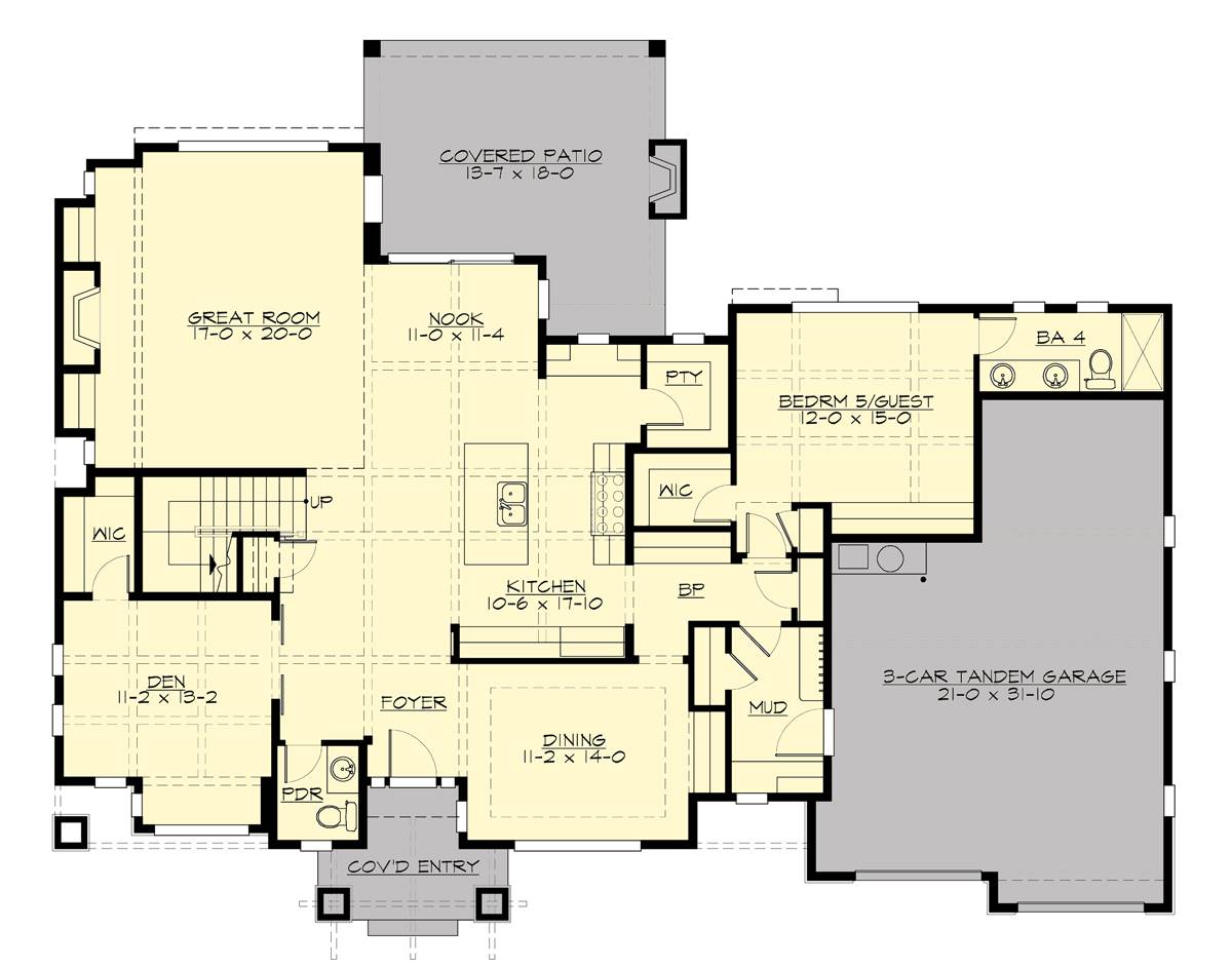 5 Bedroom Craftsman Style House Plan 5072: McNally - 5072