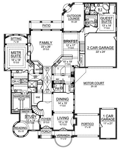 European estate house plan with luxury - 4534