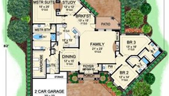 traditional luxury one story house plan - 4500