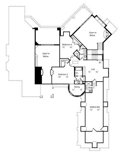 L Shape 4 Bedroom 2 Story House Plans