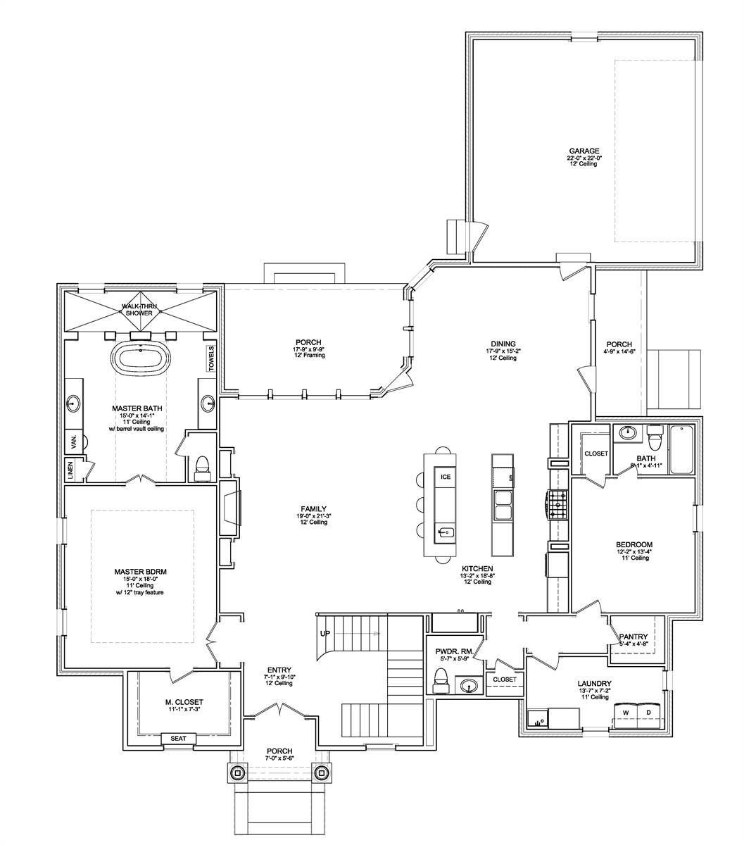 Le Pierre Four-Bedroom European House Plan with an Eating Bar - 9627