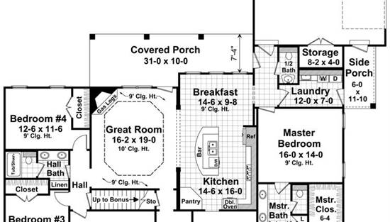 The Berkshire 1028 - 4 Bedrooms and 2 Baths | The House Designers - 1028