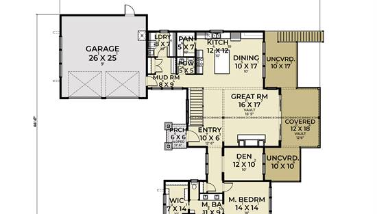 Rustic Walkout Basement Modern Style House Plan: Cherry Grove - 6917