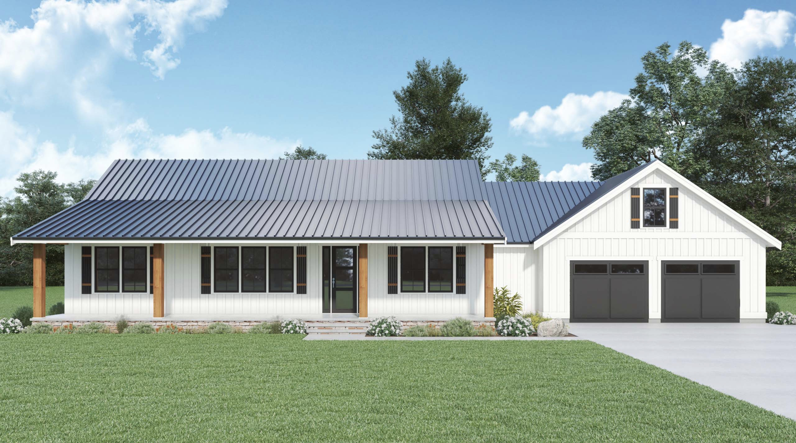 Affordable One Story Country Style House Plan 9101