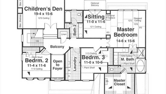 Two-story house design with children's den - 1181