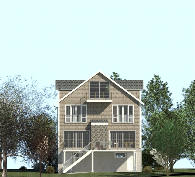 Contemporary beach home, 3-story narrow lot house plan - 4301