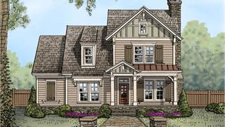 Country House Plans with Porches, Low French & English Home Plan
