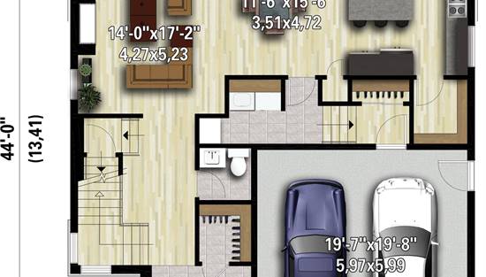 4 Bedroom Narrow Lot Contemporary Style House Plan 1480: Clarion - 1480