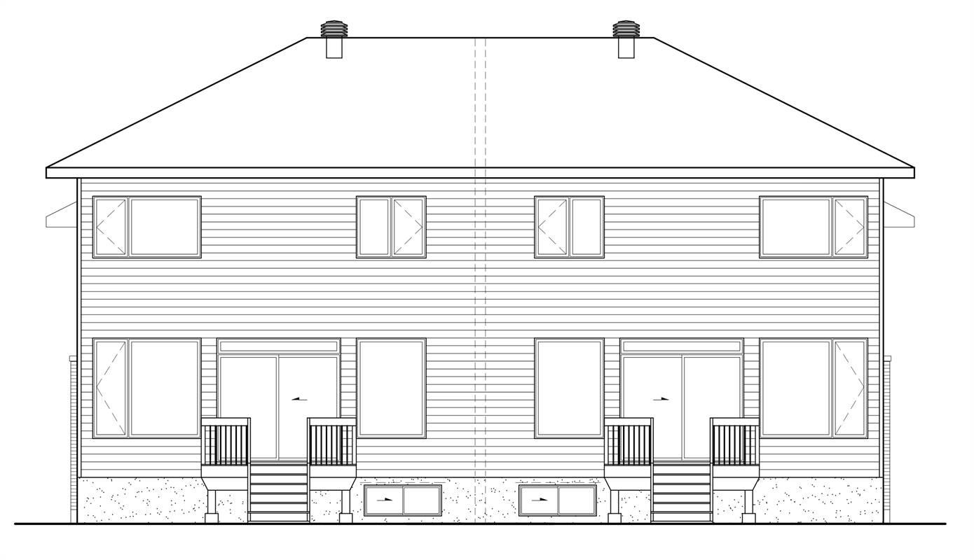 Builder Preferred Modern Duplex Style House Plan 8843 - 8843