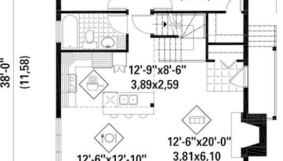 3 Bedroom Norrow Lot Lake Style House Plan 9933: Algarve - 9933