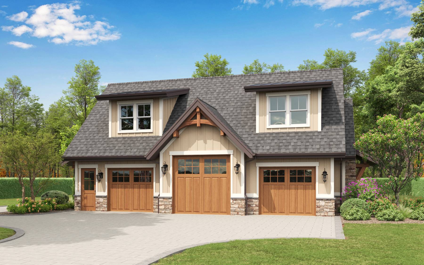 2 Bedroom Carriage House with Living Space Above 3-Car Garage - 10604