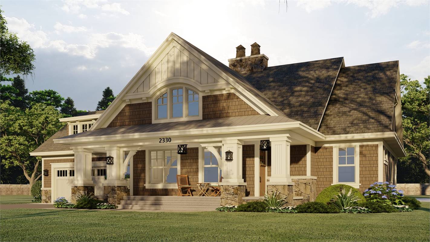 Bungalow House Plan with Front and Rear Porches- Plan 2005 - 2005
