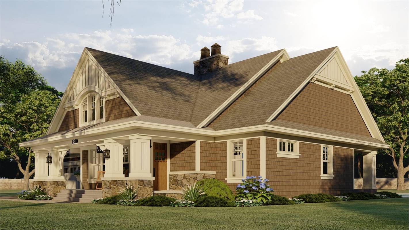 Bungalow House Plan with Front and Rear Porches- Plan 2005 - 2005