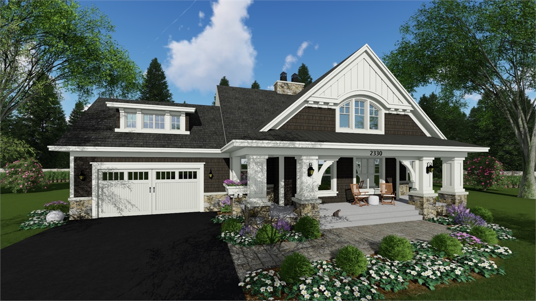 Bungalow House Plan with Front and Rear Porches- Plan 2005 - 2005