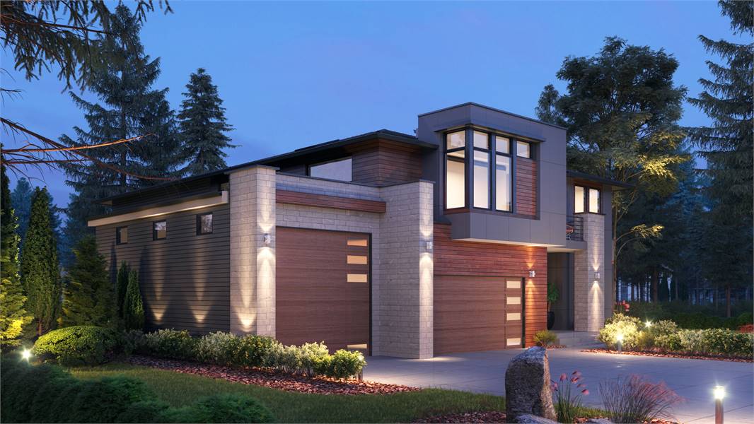 Two Story Luxury Modern Style House Plan 8744 - 8744