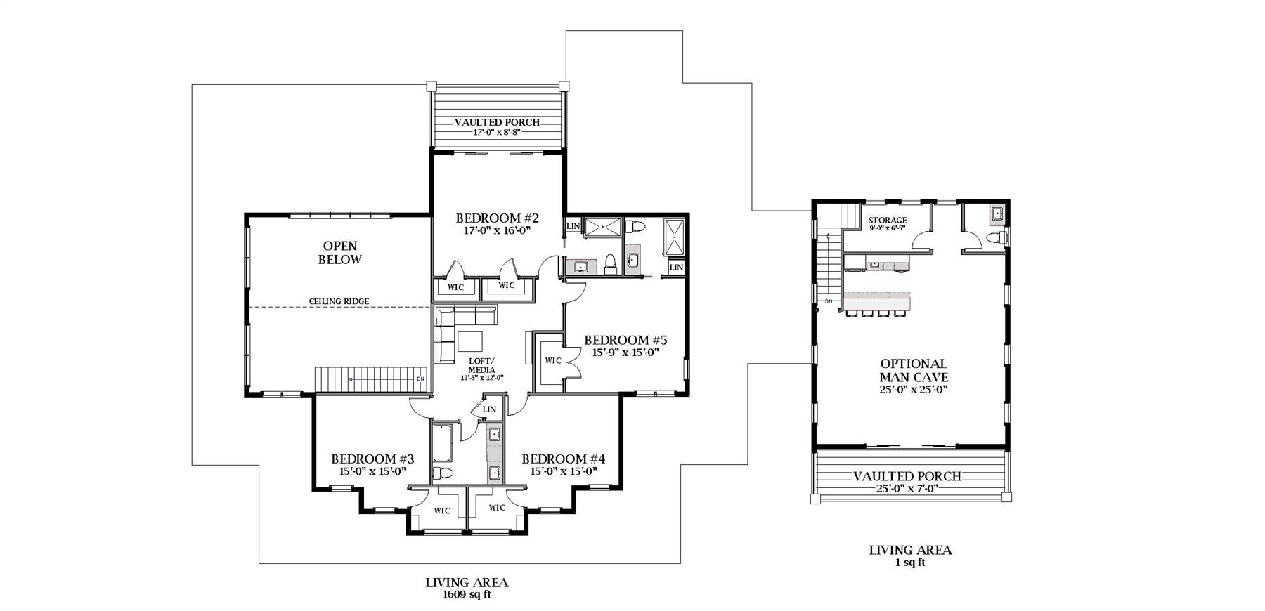 5 Bedroom Farmhouse Style House Plan 1249: Lockwood Ridge - 1249
