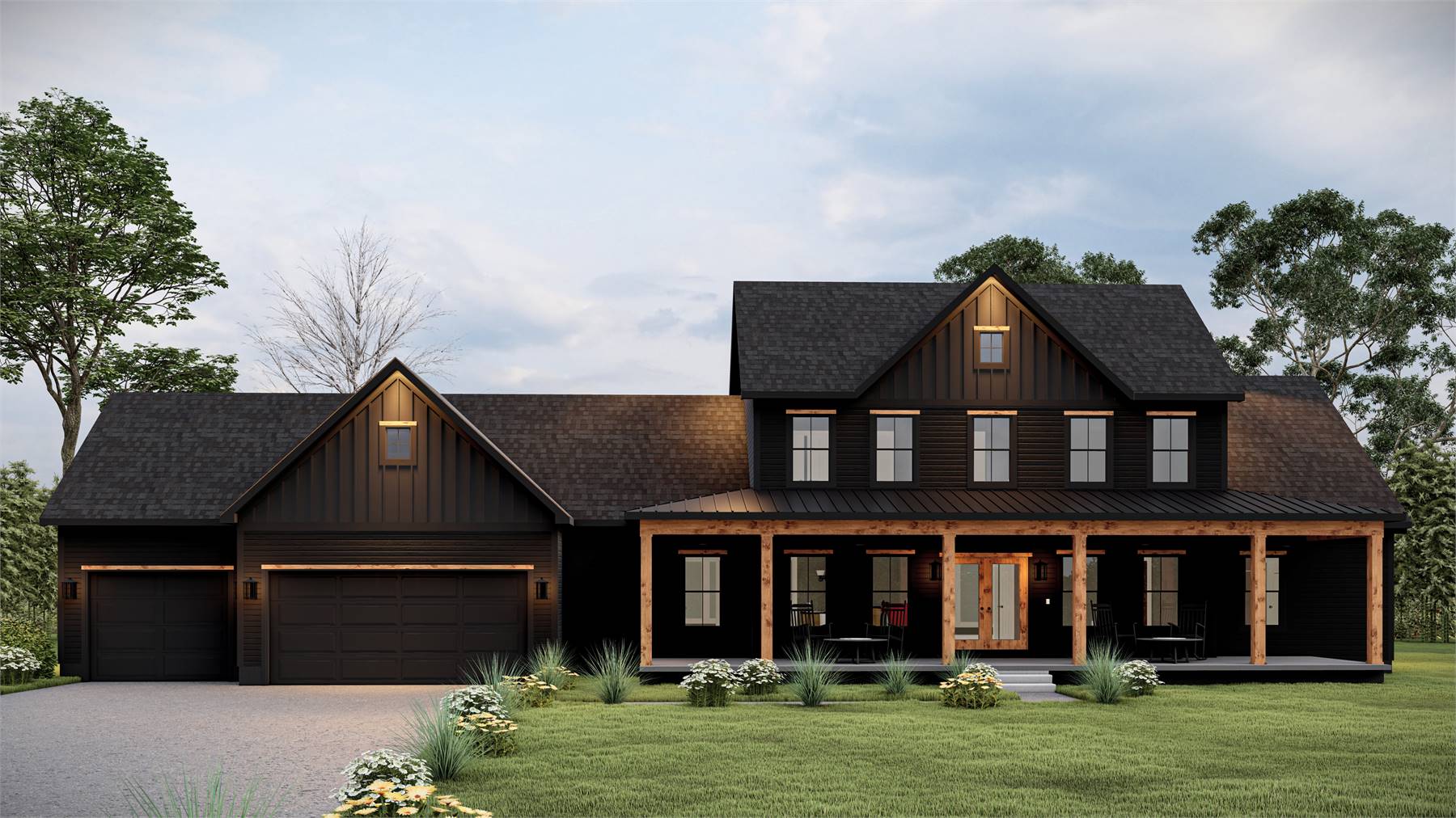 Two Story Farmhouse Style House Plan 6887: Santina - 6887